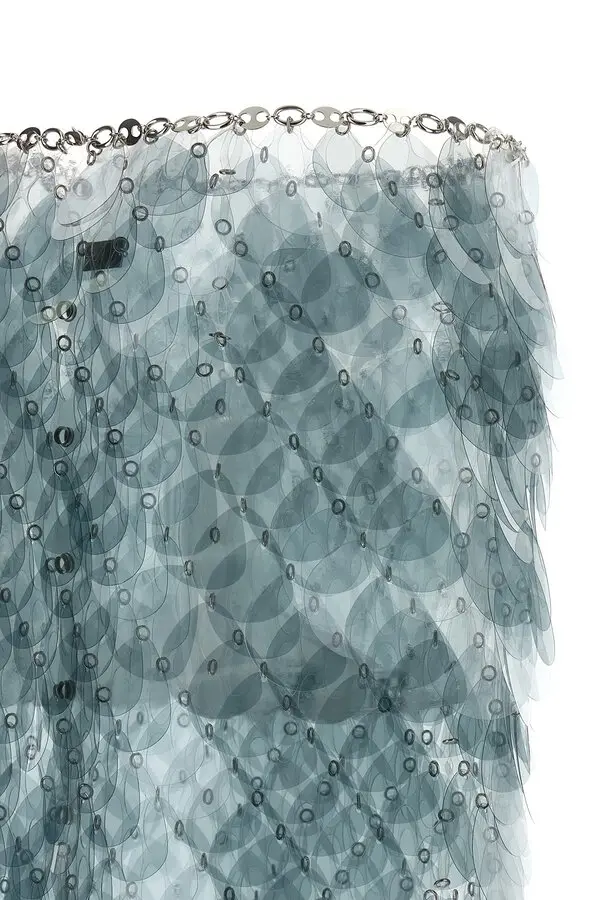 Rabanne Hand Assembled Midi Skirt In Layered Bilics