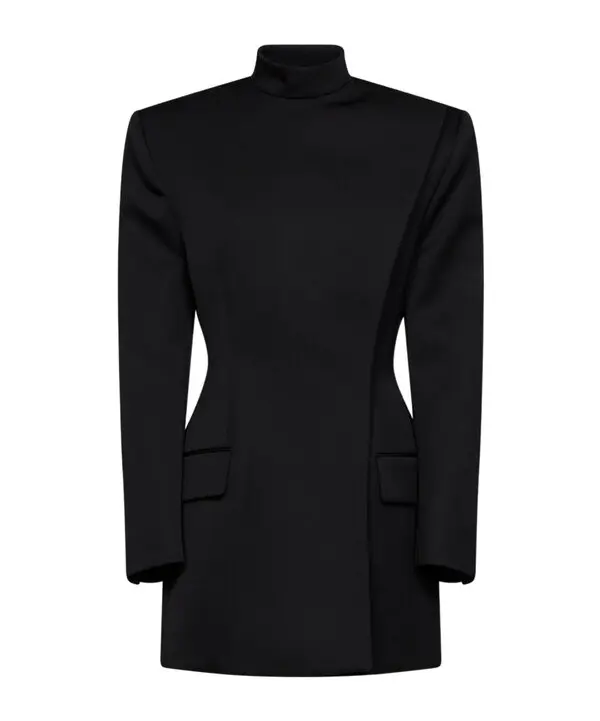 MUGLER Asymmetric Mock Neck Coat