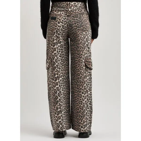 GANNI Leopard Print Cotton High-rise Cargo Jeans