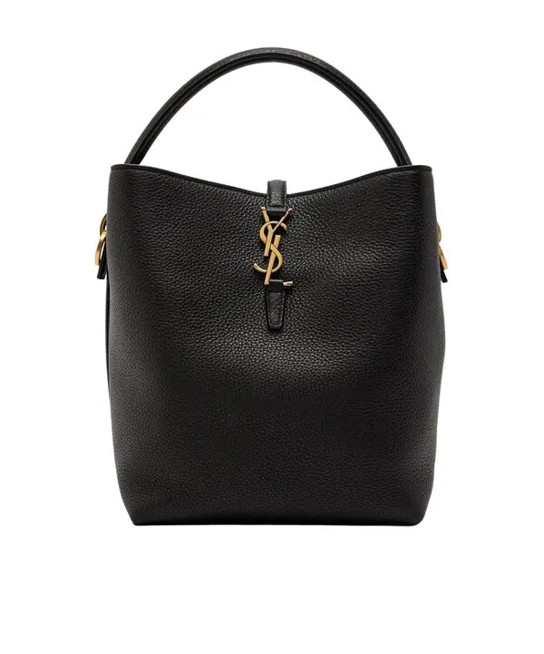 Saint Laurent Grain Leather Bucket Bag - Black