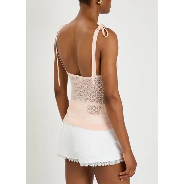 GANNI Semi-sheer Open-knit Top