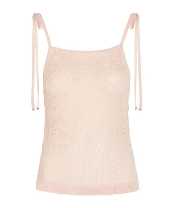 GANNI Semi-sheer Open-knit Top - Pink