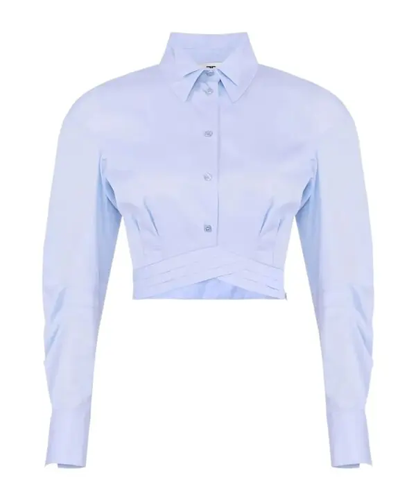 Elisabetta Franchi Double-collar Cropped Shirt - Blue