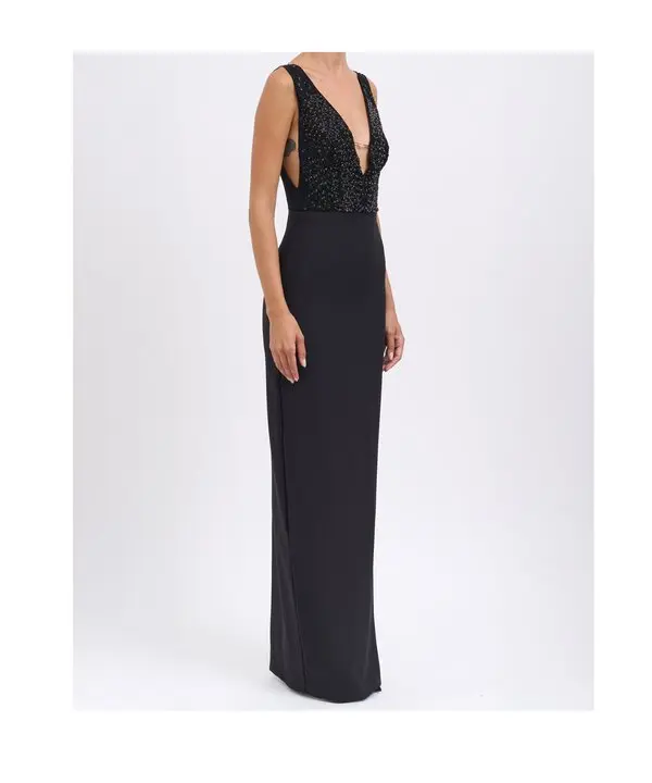 Elisabetta Franchi Embellished V-neck Maxi Dress