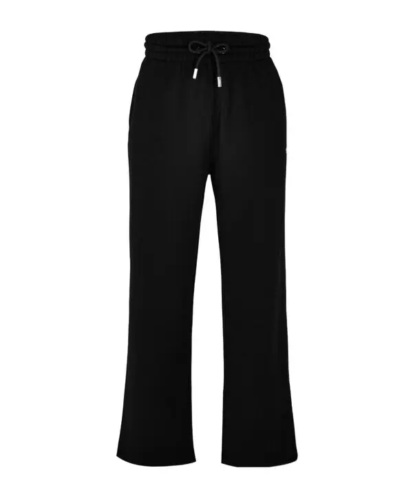 Off-White Solid Wide-leg Trousers - Black