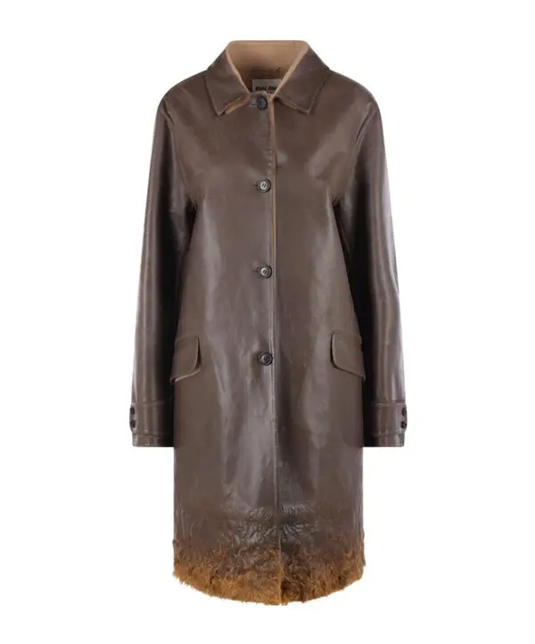 Miu Miu Long-sleeve Button-down Coat - Brown