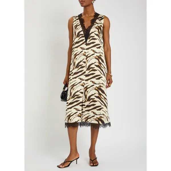 GANNI Printed Satin Skirt