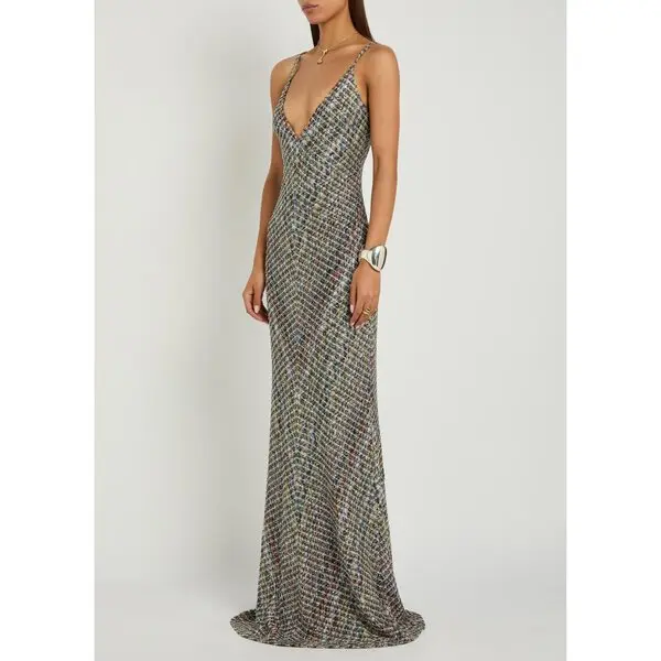 Missoni Sequin Plaid Knit Maxi Dress