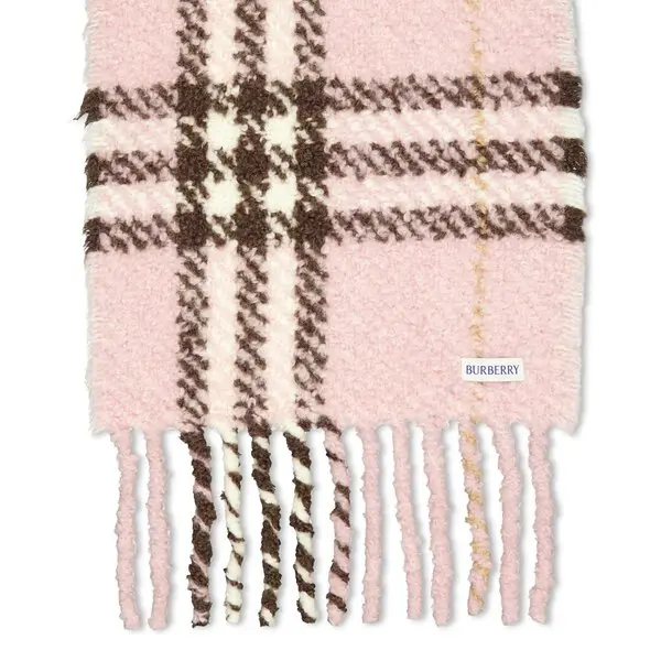 Burberry Plaid Fringe Long Scarf