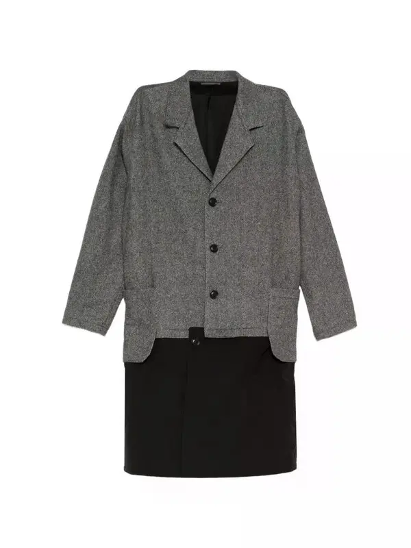 Y’s Twill Flannel Panelled Coat - Grey