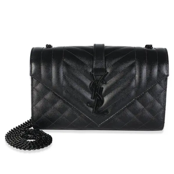 Saint Laurent Grain De Poudre Monochrome Triquilt Envelope Flap - Black