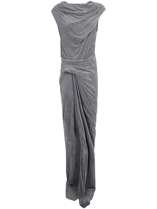 Rick Owens Draped Velvet Dress - Gray