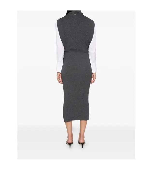 TWINSET Turtleneck Sleeveless Knit Midi Dress - Black