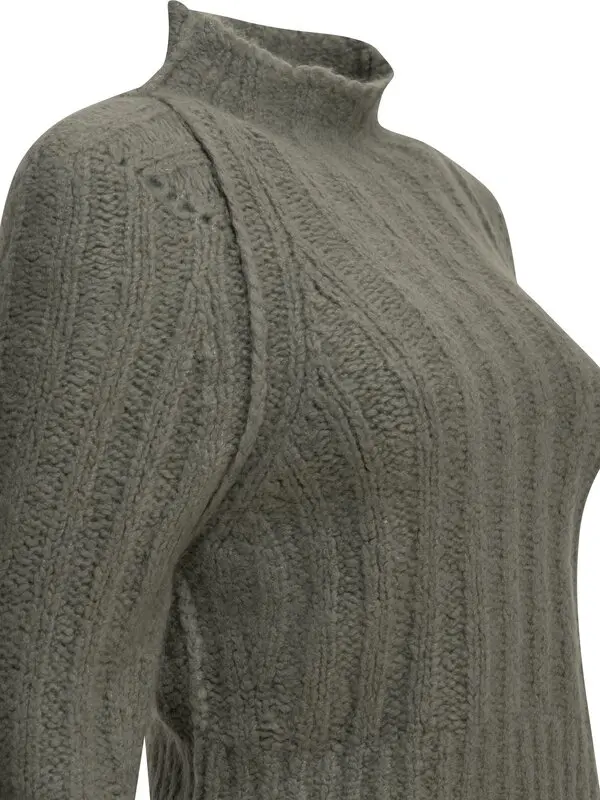 Rick Owens Cropped Mock-neck Knitted Top