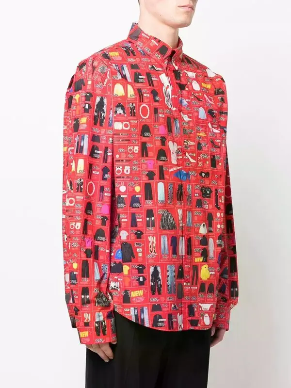 Balenciaga Fashion-print Long-sleeve Shirt
