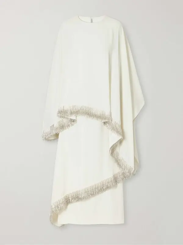 ABADIA Bead-embellished Layered Crepe Gown - Cream