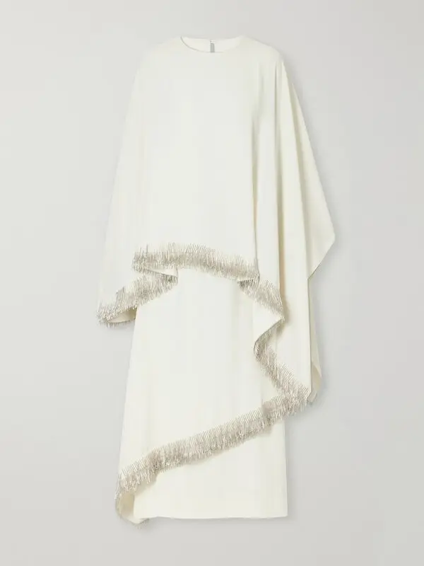 ABADIA Bead-embellished Layered Crepe Gown - Neutrals