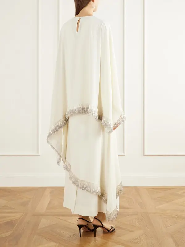 ABADIA Bead-embellished Layered Crepe Gown - Neutrals