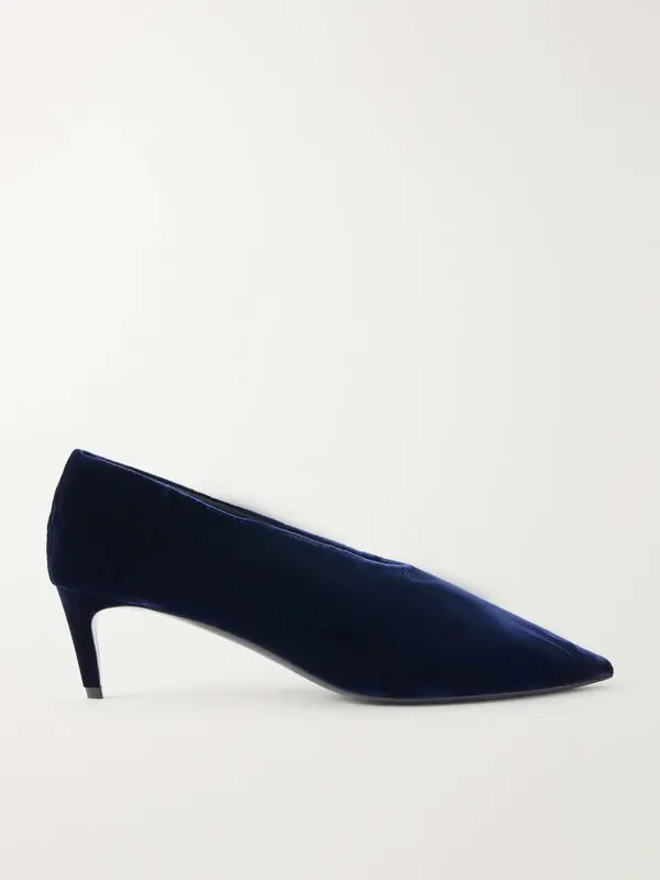 Khaite Miriam 50 Velvet Pumps - Navy