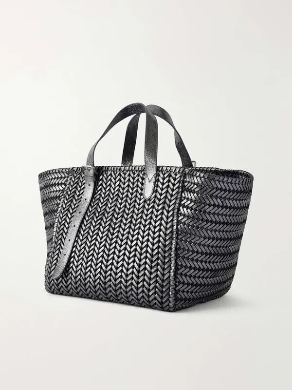 ANYA HINDMARCH The Neeson Square Woven Metallic-leather Tote