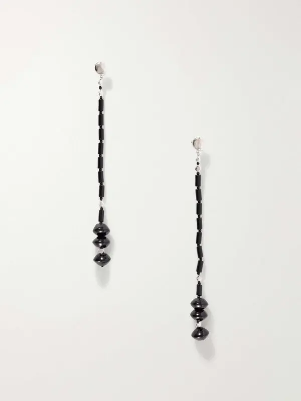 Agmes Margot -tone Onyx Earrings - Silver