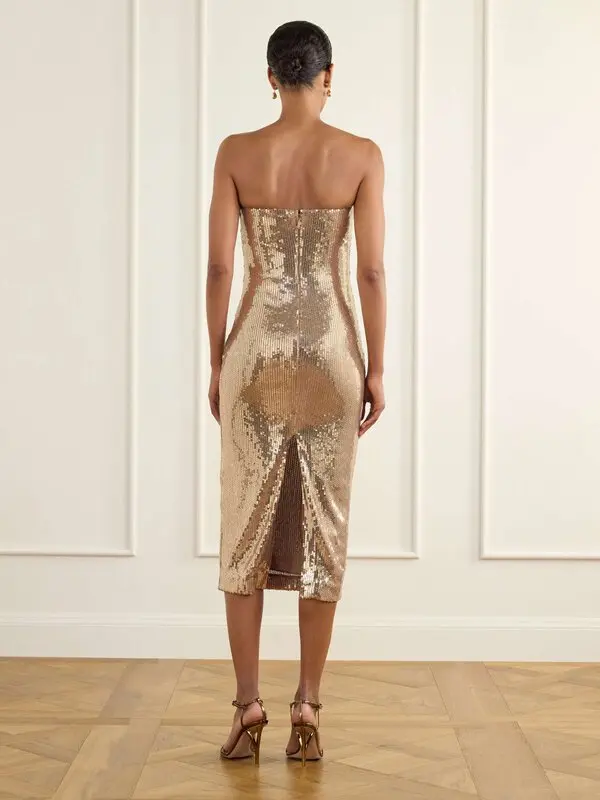 Alex Perry Strapless Sequin-embellished Midi Dress