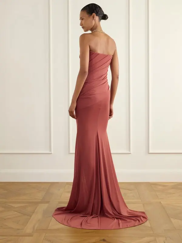 Alex Perry Gathered Mesh Gown - Red