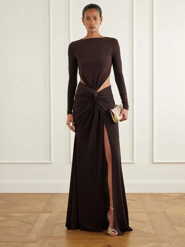 Alex Perry Cut-out Gathered Crepe Jersey Gown