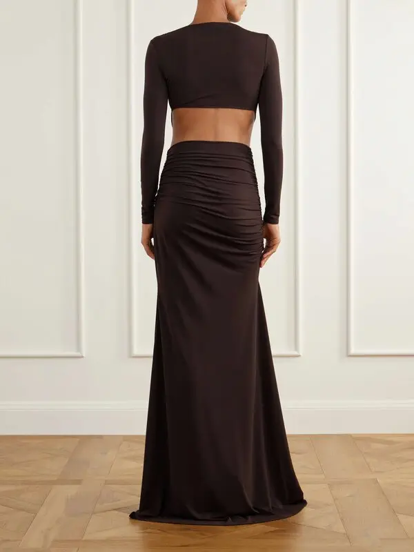 Alex Perry Cut-out Gathered Crepe Jersey Gown
