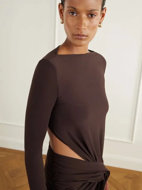 Alex Perry Cut-out Gathered Crepe Jersey Gown