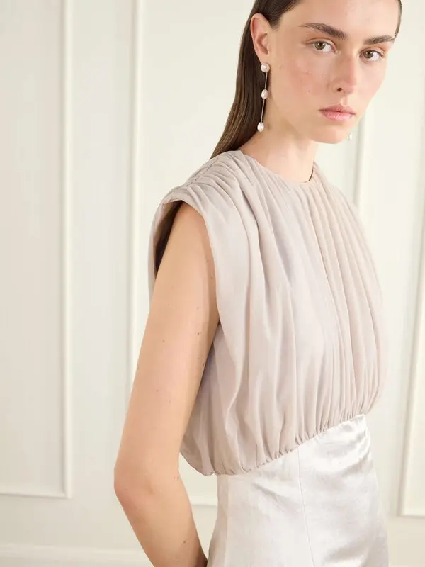 ABADIA Gilda Draped Satin And Crepe Mini Dress