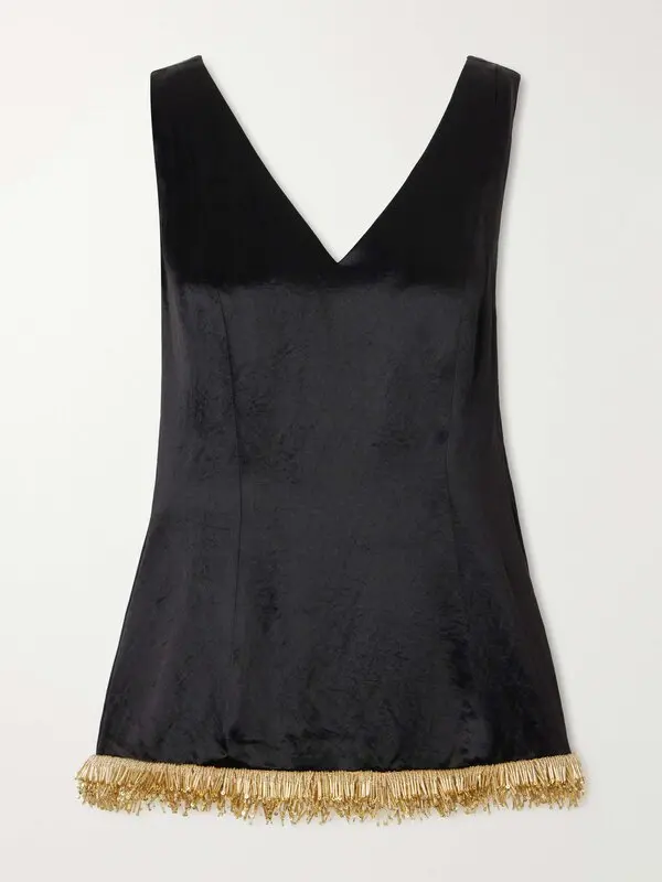 ABADIA Kaia Bead-embellished Satin Blouse