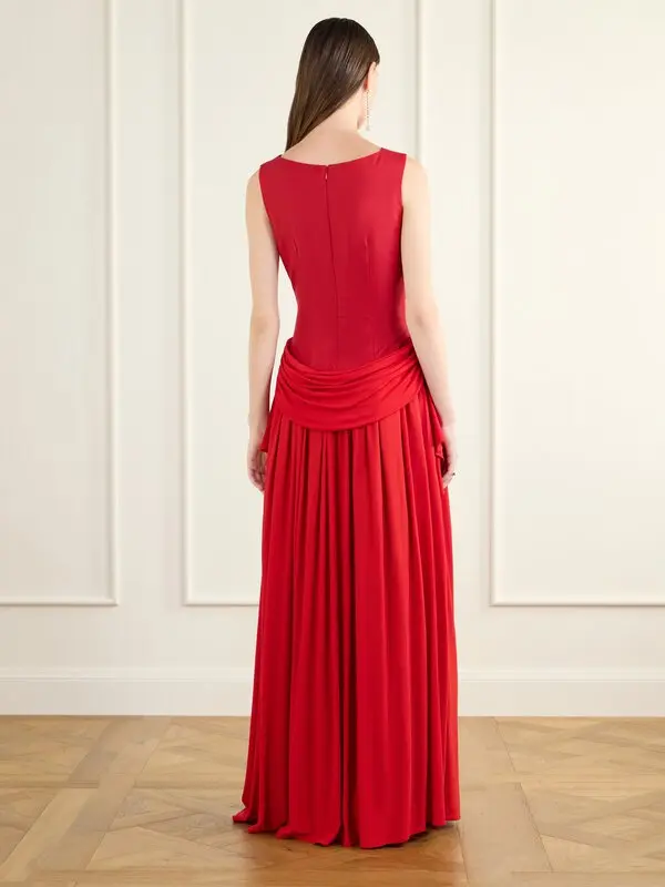 ABADIA Sarah Draped Wool-blend Maxi Dress