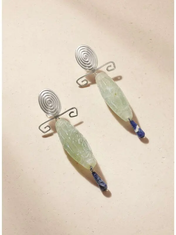 Juju Vera Nile Sterling Silver, Jade And Aventurine Earrings - Blue