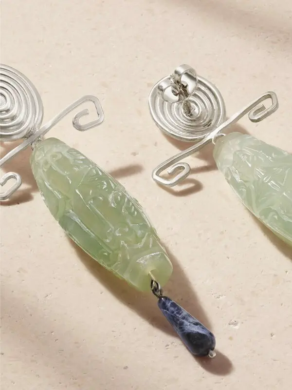Juju Vera Nile Sterling Silver, Jade And Aventurine Earrings