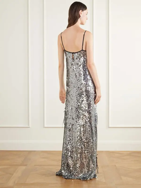 WIEDERHOEFT Lace-trimmed Sequined Gown