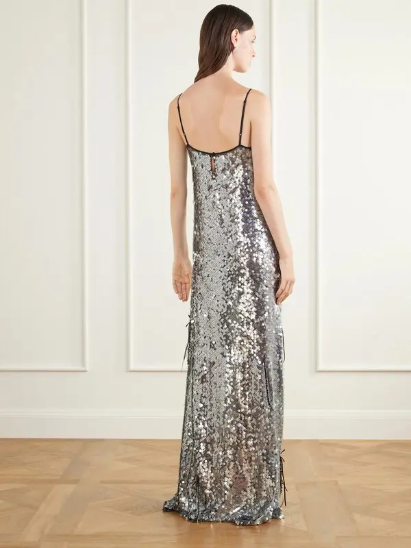 WIEDERHOEFT Lace-trimmed Sequined Gown