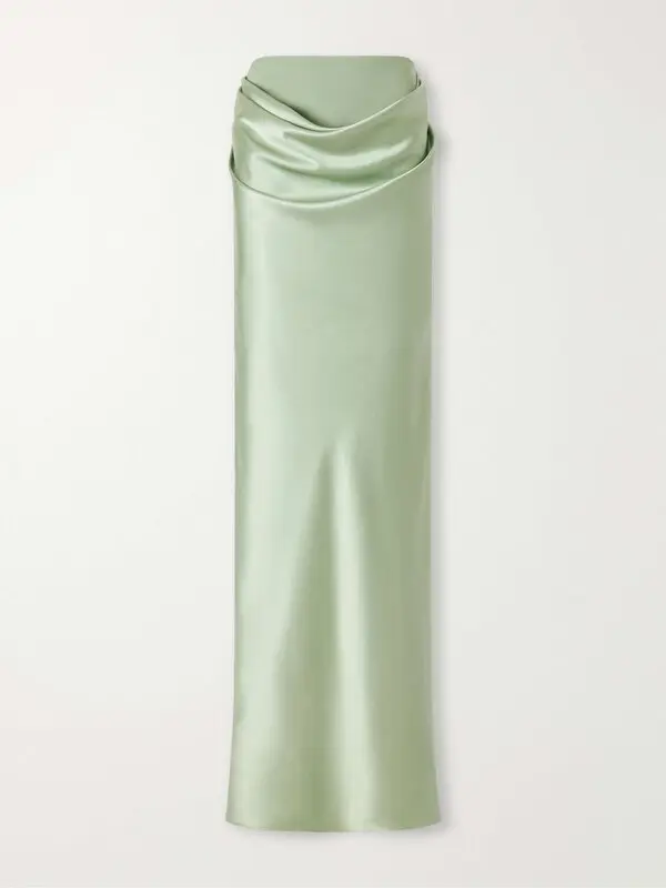 HEIRLOME Cleo Draped Silk-satin Maxi Skirt - Mint