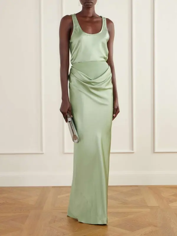 HEIRLOME Cleo Draped Silk-satin Maxi Skirt