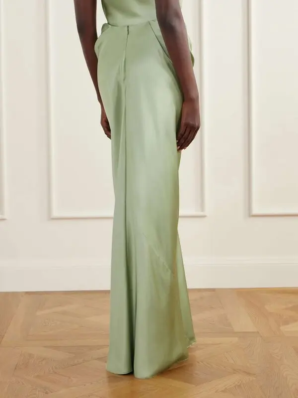 HEIRLOME Cleo Draped Silk-satin Maxi Skirt