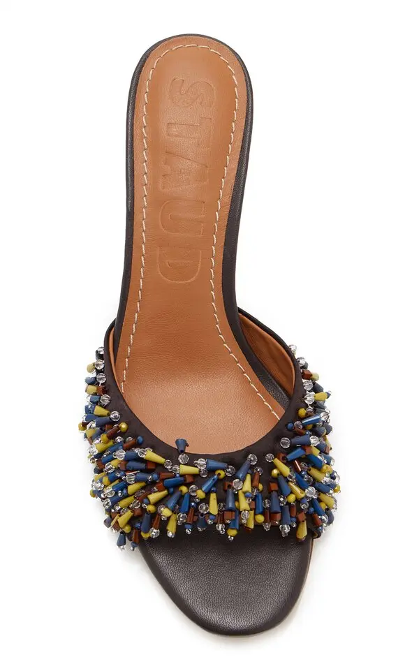 Staud Brigitte Beaded Leather Mules