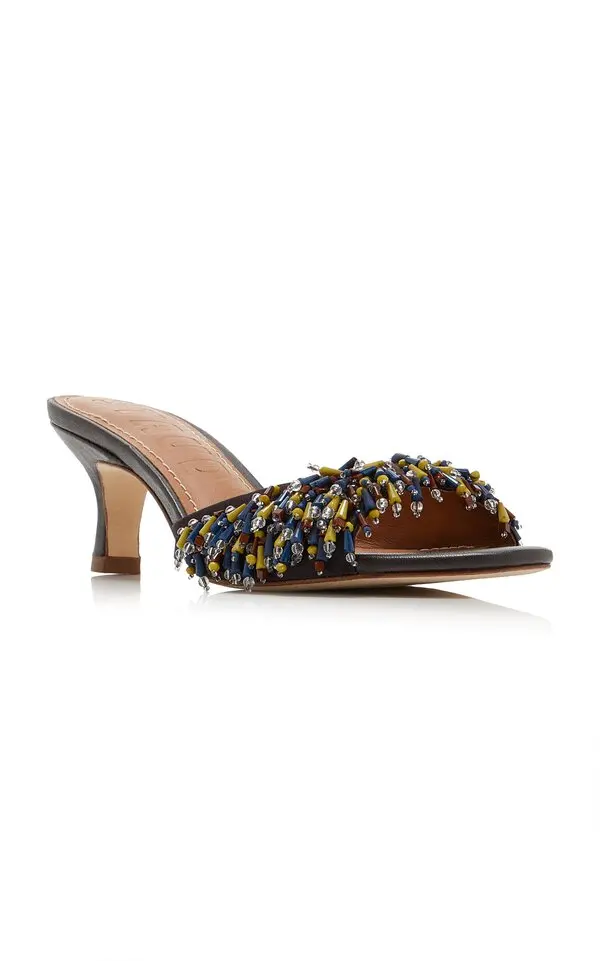 Staud Brigitte Beaded Leather Mules