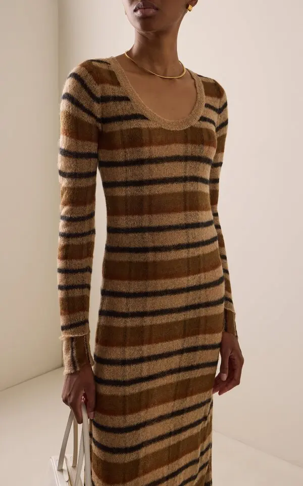 Staud Anora Plaid Knit Maxi Dress
