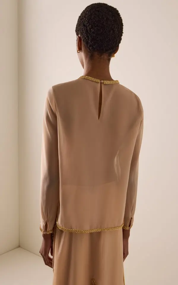 Staud Rune Embroidered Chiffon Top