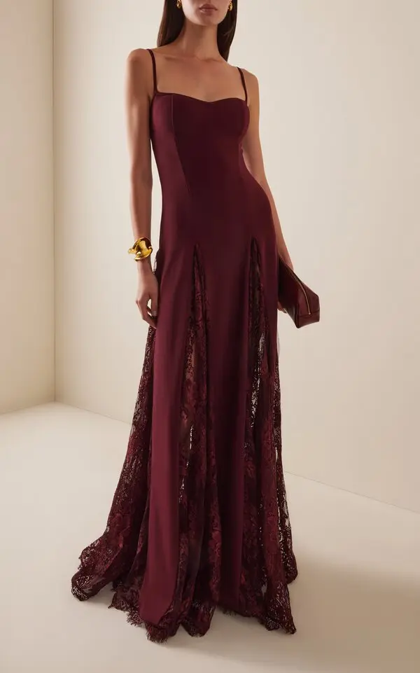 Arcina Ori Lorna Lace-inset Crepe Maxi Dress
