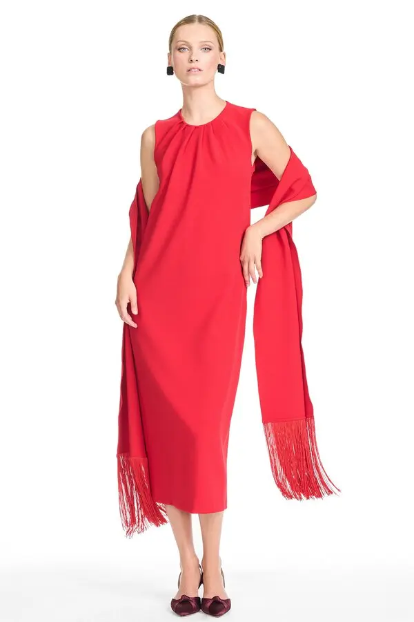 Sachin & Babi Rosamund Red Crepe Sleeveless Shift Dress