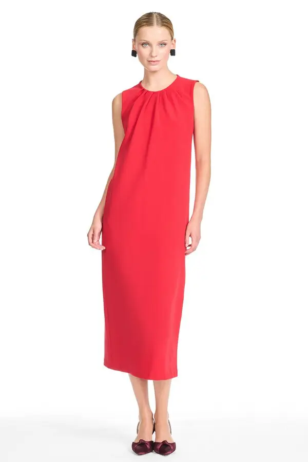 Sachin & Babi Rosamund Red Crepe Sleeveless Shift Dress