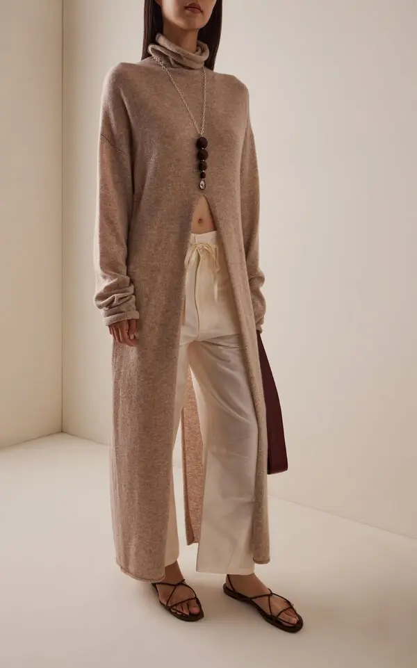 Chan Luu Double Slit Cashmere Tunic - Neutral