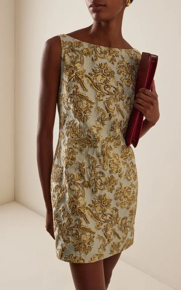 Staud Mimi Metallic-brocade Mini Dress