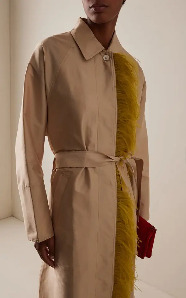 Chan Luu Techno Taffeta Feather Trench Coat